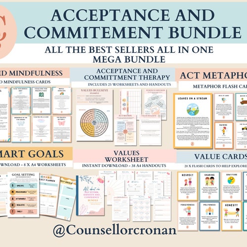 ACT Therapy Worksheets Acceptance and Commitment Therapy - Etsy