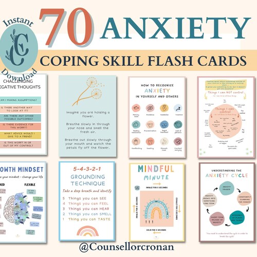 Anxiety Coping Cards Coping Skills Social Emotional - Etsy