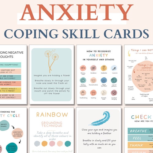 20 Anxiety Coping Skills Cards Therapy Worksheet CBT - Etsy