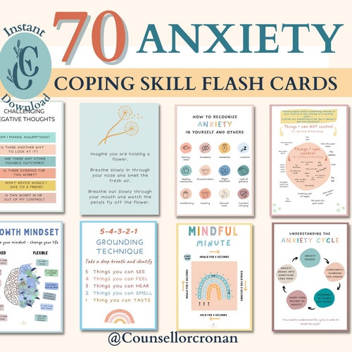 Anxiety Coping Skills Flashcards DBT Cards Dialectical - Etsy