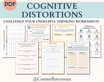 Cognitive Distortions Worksheets Challenge Unhelpful Thinking - Etsy ...