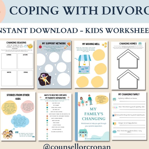 Divorce Worksheets for Kids Separation Journal Therapy - Etsy
