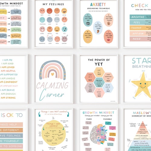 Set of 12 Counseling Posters School Psychologist Wall Art - Etsy