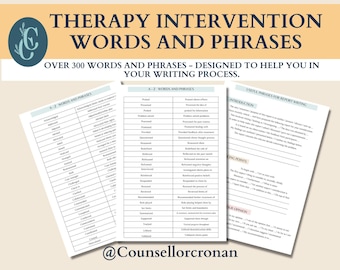 Therapy Interventions, Clinical Words & Phrases, Therapy Verbiage ...