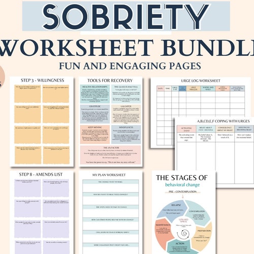 Sobriety Worksheets Therapy Workbook Recovery AA - Etsy