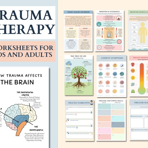 Trauma Therapy Worksheets PTSD Workbook Anxiety Relief - Etsy