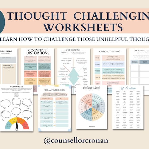 Cognitive Distortions Worksheets Challenge Unhelpful Thinking - Etsy