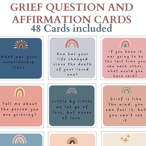 Grief Question and Affirmation Cards Therapy Office Decor - Etsy