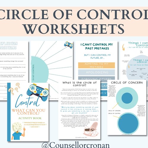 Circle of Control Worksheets Anxiety Relief Workbook Self - Etsy