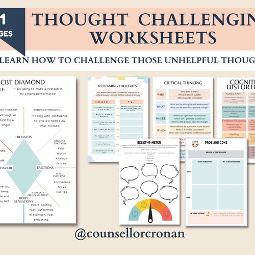 Cognitive Distortions Worksheets Process Unhelpful Thinking - Etsy