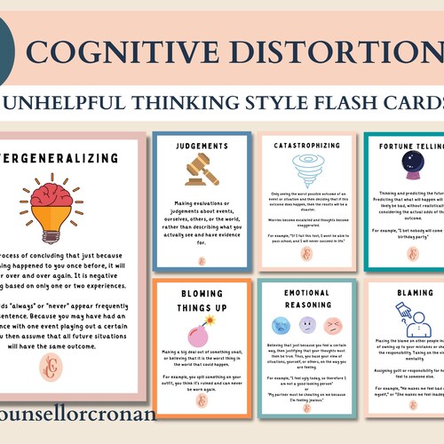 Cognitive Distortion Cards Unhelpful Thinking Challenge - Etsy