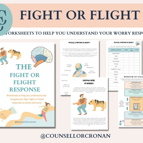 The Fight or Flight Response Workbook Therapy Worksheets - Etsy