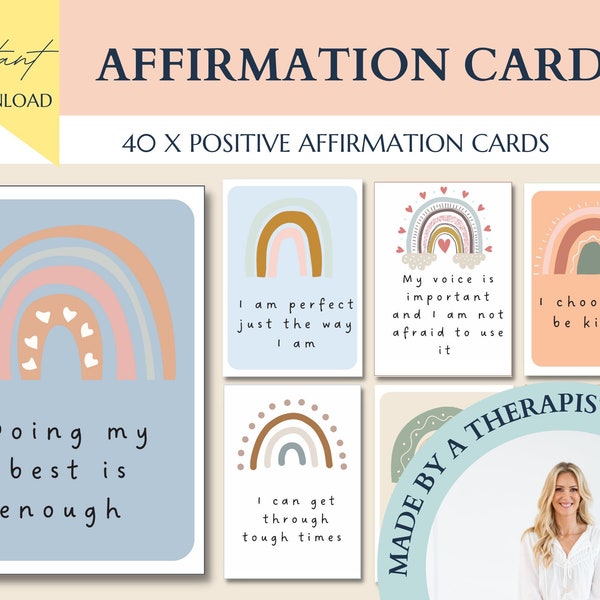 Positive Affirmation Cards for Kids / 40 Affirmations Printable Cards ...