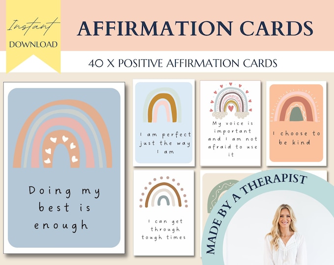 Colourful Positive Affirmation Cards Wellbeing Gift Mindfulness Cards ...