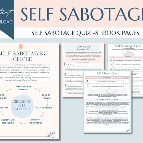 Self Sabotage Quiz Therapy Worksheets Self Love Journal - Etsy Australia