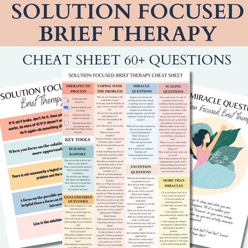 Solution Focused Therapy Questions Cheat Sheet SFBT Worksheet - Etsy