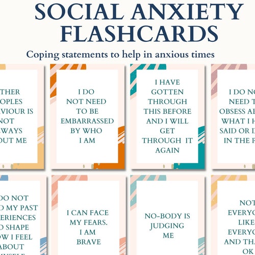 Social Anxiety Coping Statement Cards Therapy Tools Therapy | Etsy