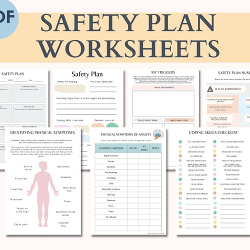 Safety Plan Worksheets Crisis Plan Workbook Suicide - Etsy