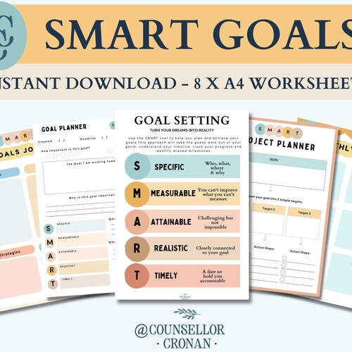 Goal Setting Worksheet Goal Planner Smart Goals Goal - Etsy