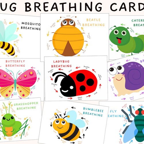 Bug Breathing Cards Kids Mindfulness Cards Coping Skills - Etsy