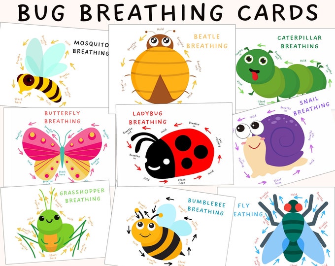 Bug Breathing Cards Kids Mindfulness Cards Coping Skills - Etsy