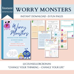 Worry Monster Anxiety Workbook for Kids CBT Worksheets - Etsy