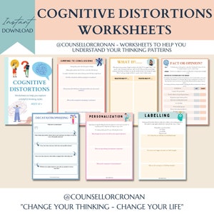 Cognitive Distortions Worksheets Challenge Unhelpful Thinking - Etsy