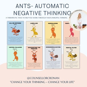 ANTS Automatic Negative Thinking Cards. Thinking Errors Cbt - Etsy UK
