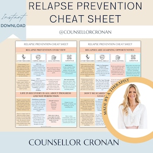 Relapse Prevention Cheat Sheet, Sobriety, Addiction, Substance Abuse ...
