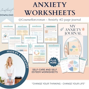Anxiety Worksheet Journal Therapist Therapy Anxiety - Etsy