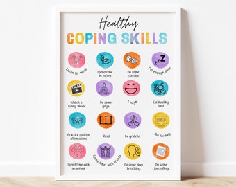 Healthy Coping Skills Watercolor Poster. Therapy Poster. Coping ...