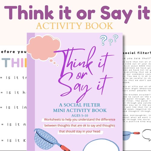 Think It or Say It Worksheets Social Filter Activities - Etsy