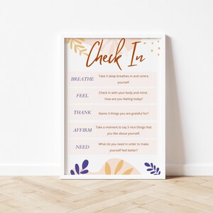 Self-care Check-in Poster Therapy Office Decor Therapy Office - Etsy