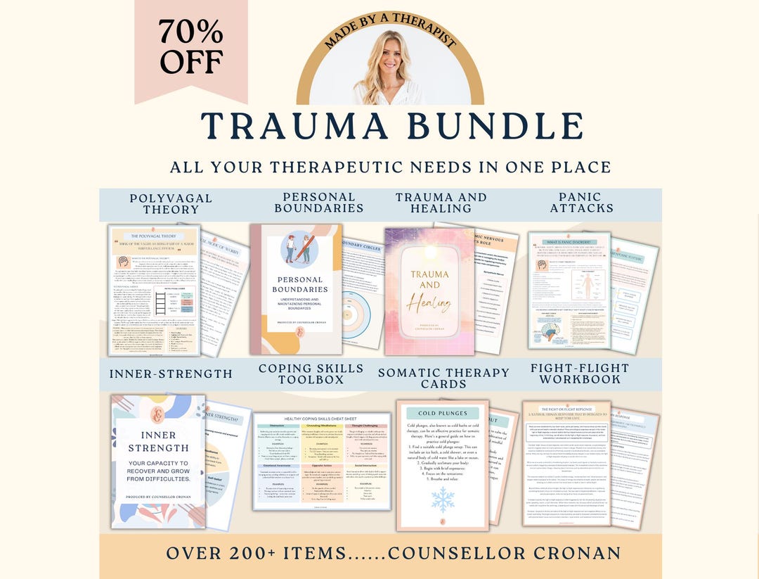 Trauma Therapy 50% off Bundle, Anxiety Coping Skill Card, Therapy ...