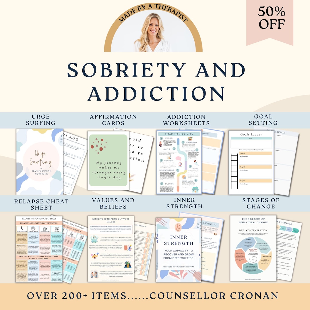 Sobriety Recovery Relapse Prevention Worksheet Bundle, Substance Abuse ...