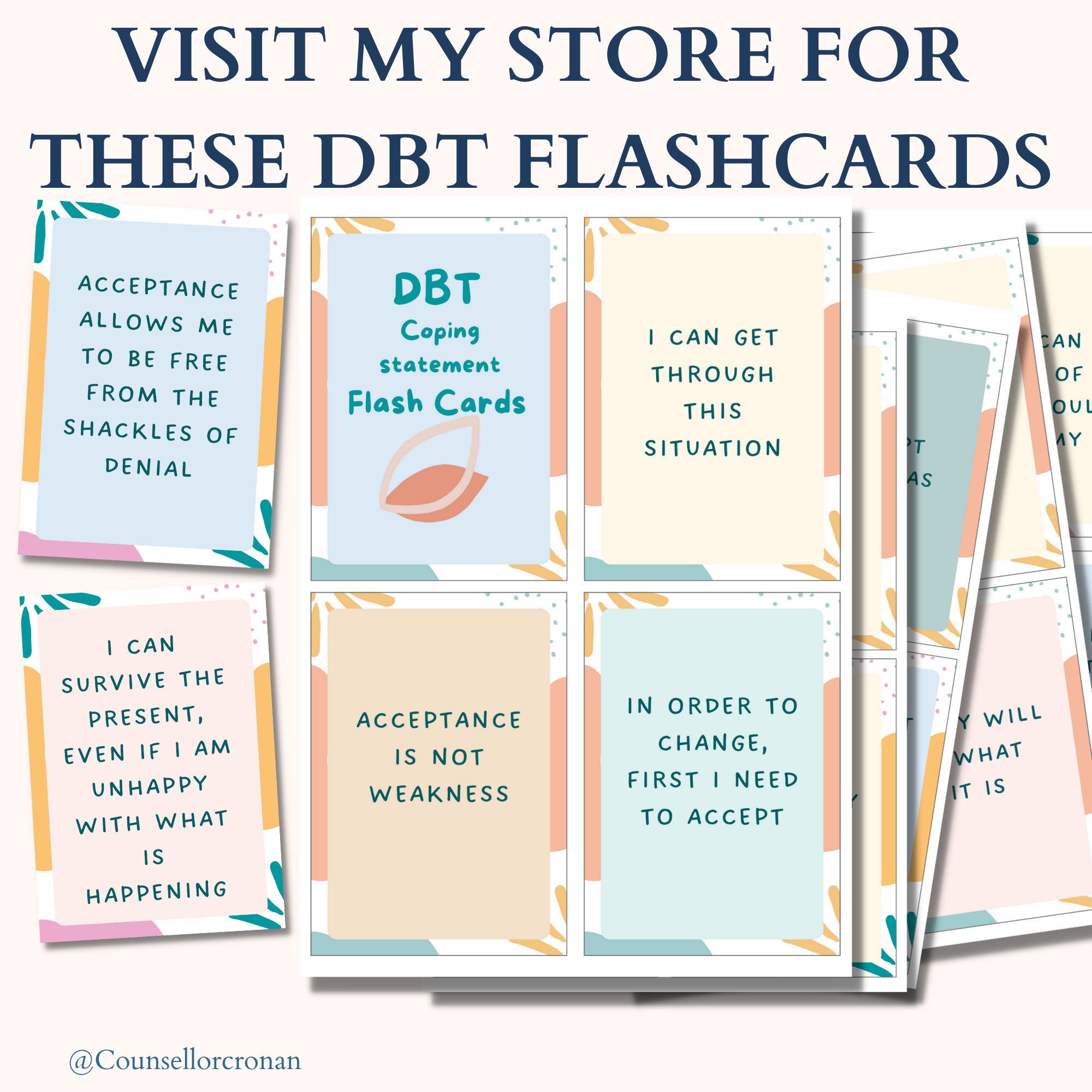 Therapy Flash Cards Coping Skills Therapy Office Decor - Etsy