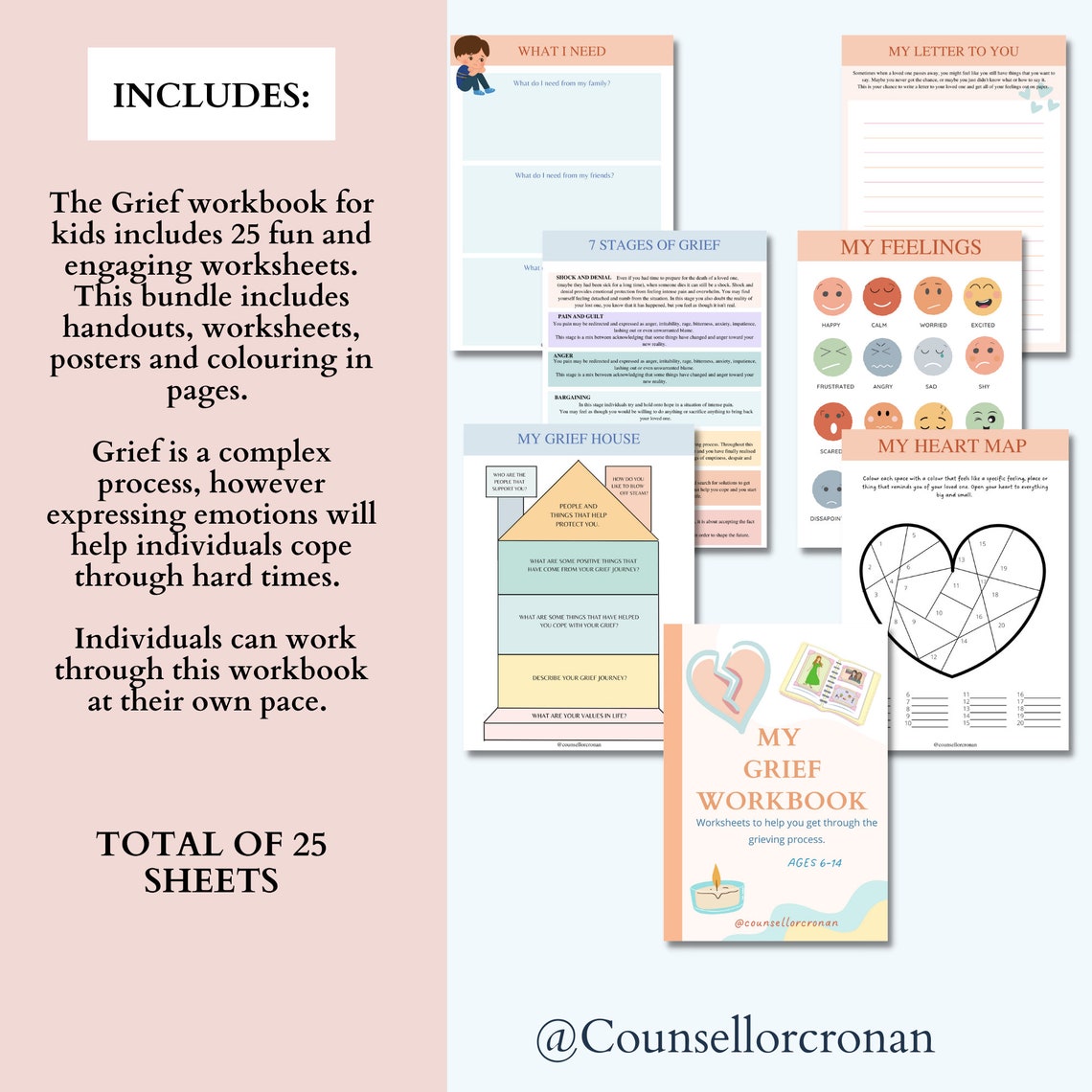 Grief Workbook Grief Journey Journal Therapy Office Decor - Etsy