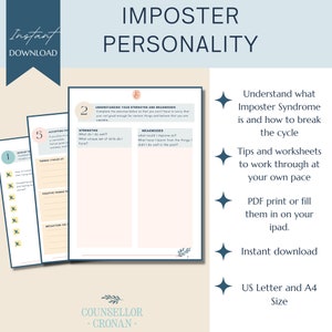 Imposter Personality Cycle Worksheets, Therapy Office Decor, Therapy ...