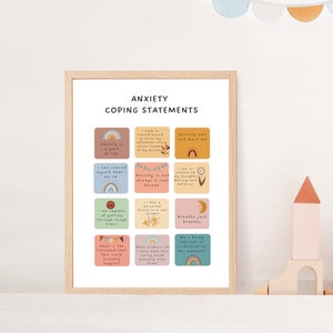 Anxiety Coping Statements, Therapy Office Decor, Mindfulness ...