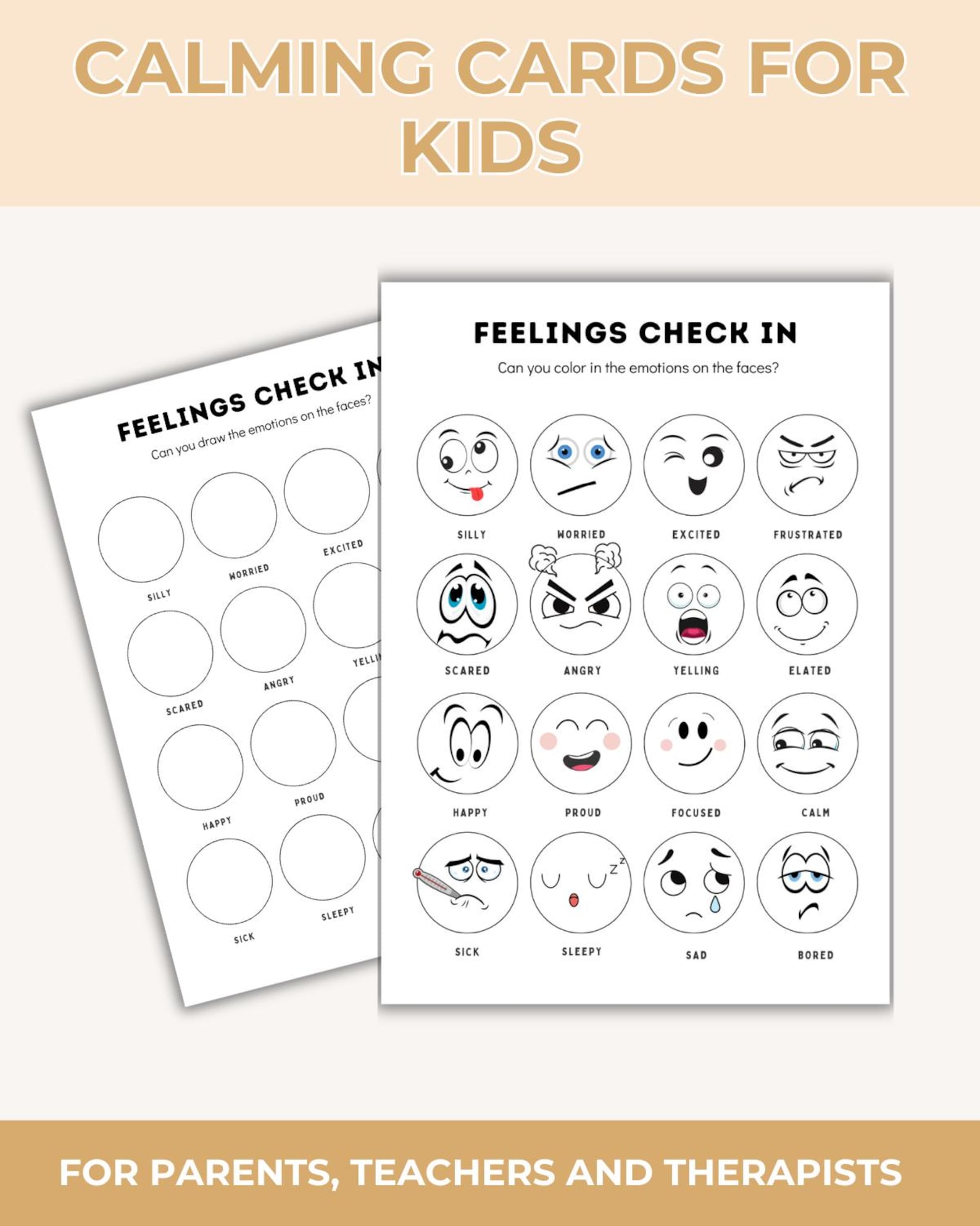 Kids Feelings Check in Worksheets. Feelings Poster, Emotional Self ...
