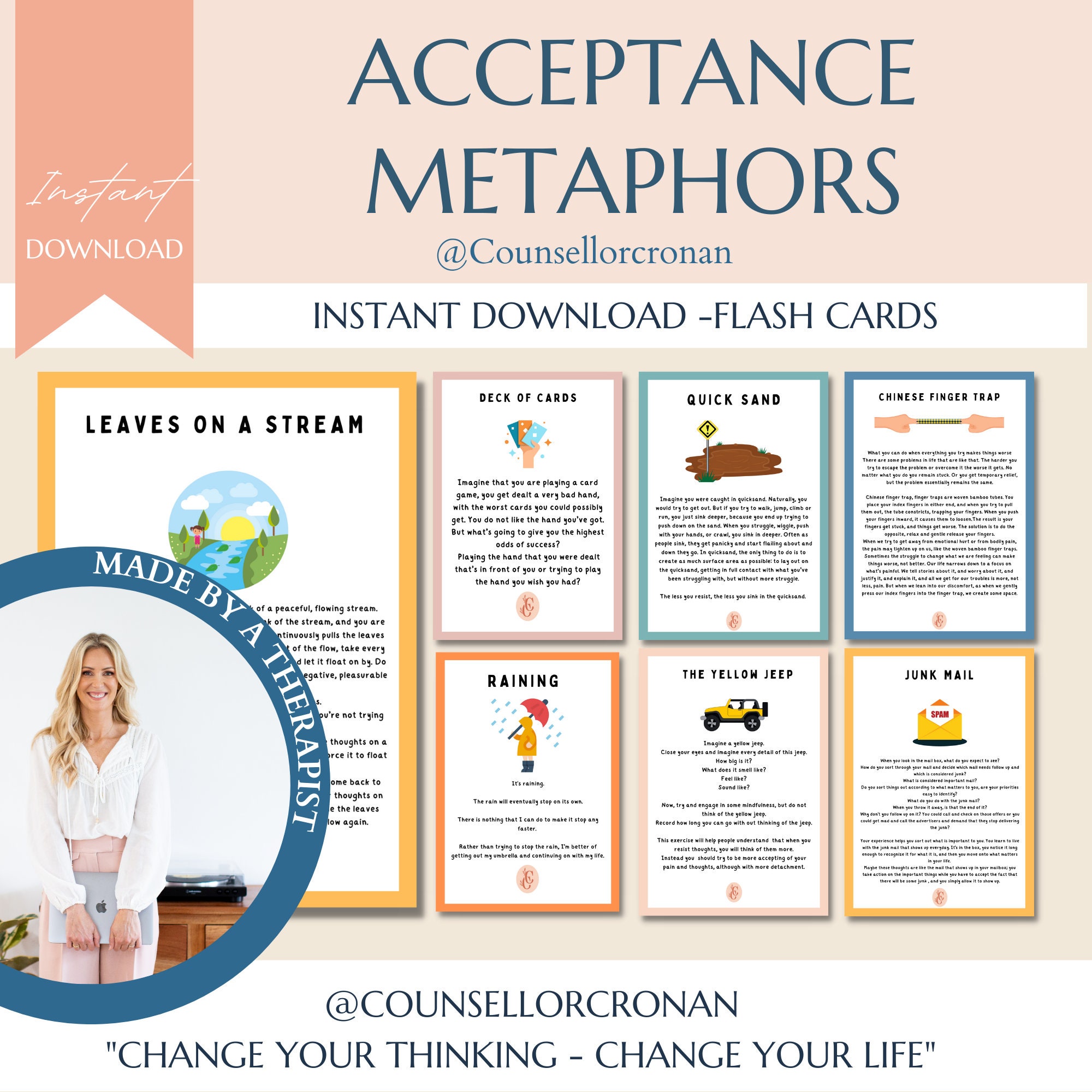 Acceptance Therapy Worksheet and Cards Bundle Acceptance - Etsy Australia