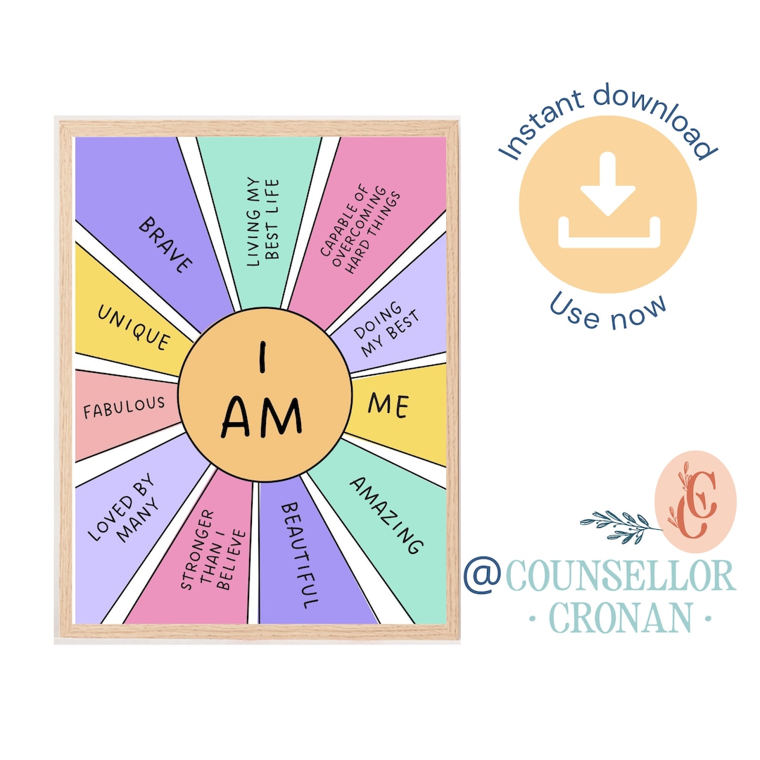 Rainbow I Am Me Poster, Self Love, Affirmation Station Self Care ...