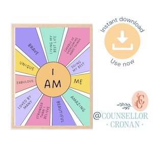 Rainbow I Am Me Poster, Self Love, Affirmation Station Self Care ...