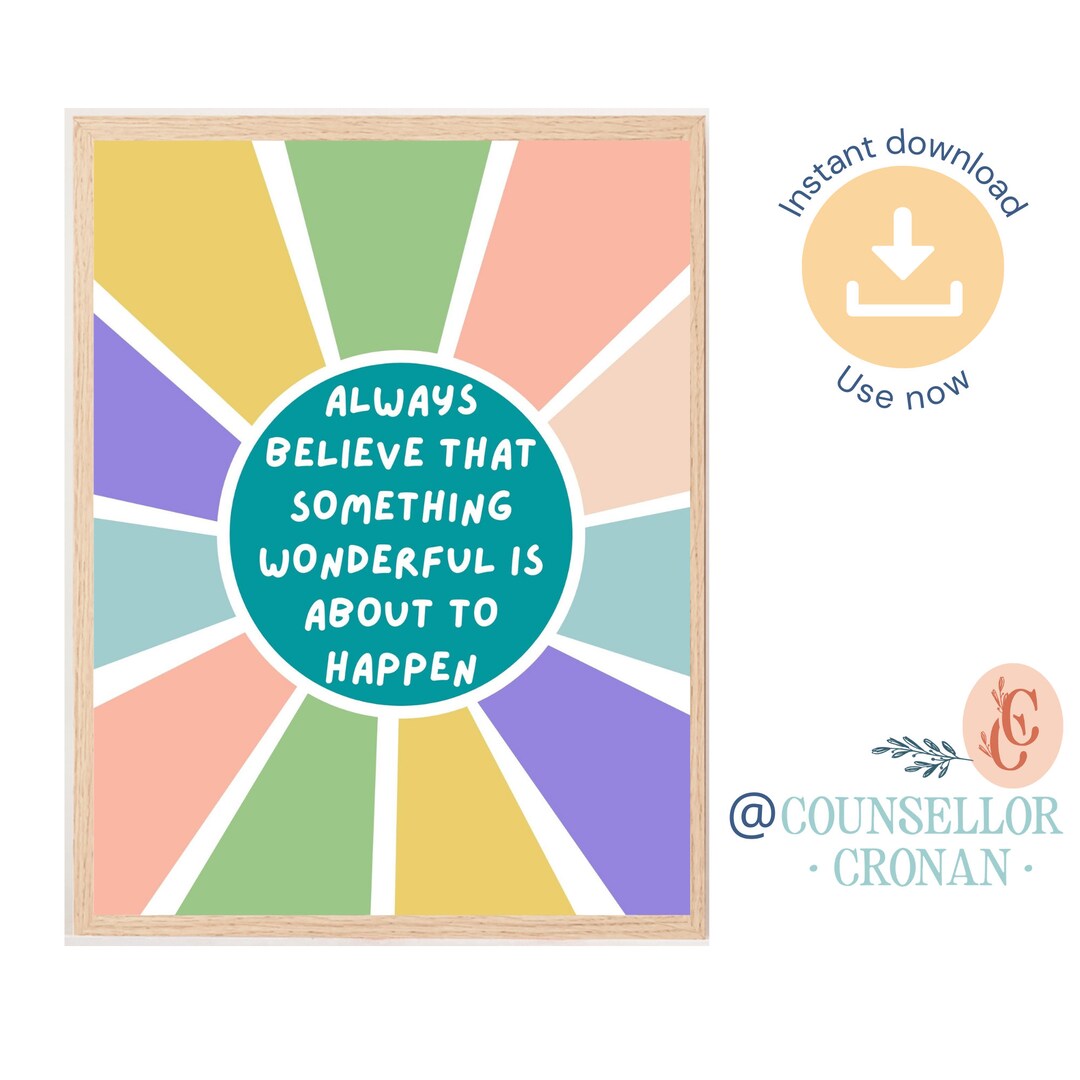 Rainbow Positive Thinking Poster, Positive Quote Inspiration Healing ...