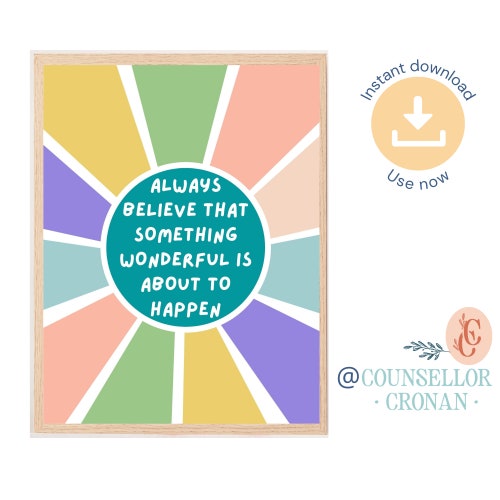 Rainbow Positive Thinking Poster Positive Quote Inspiration - Etsy