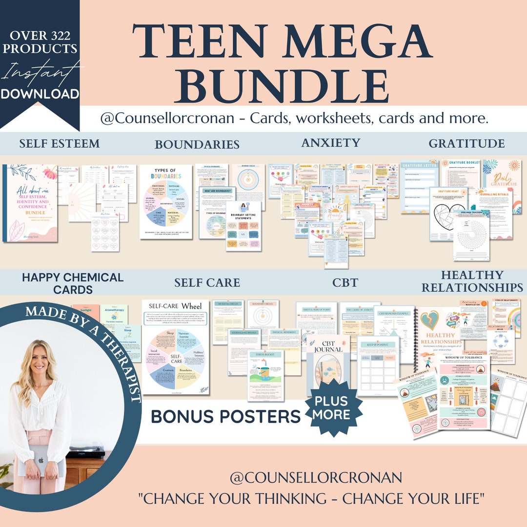 Teen Therapy Mega Worksheet Bundle Therapy Workbook - Etsy