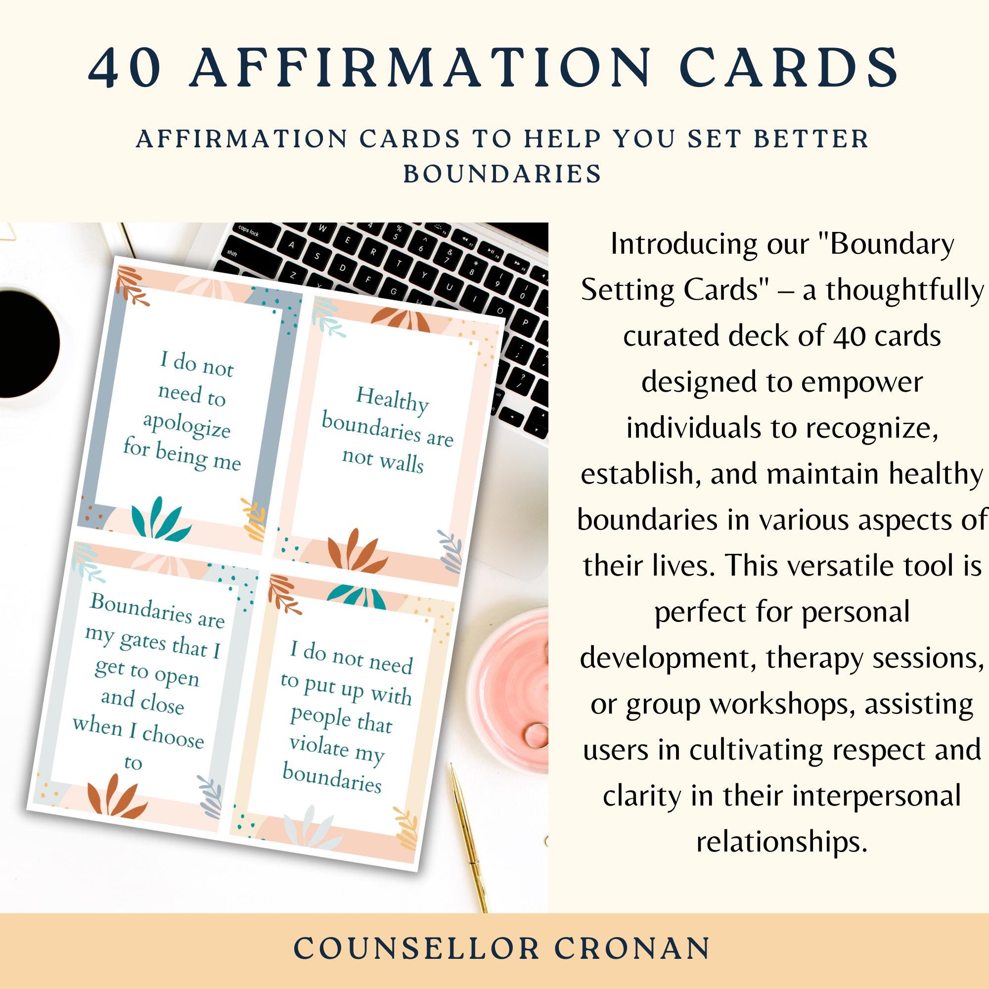 Boundary Setting Affirmation Cards, DBT Boundaries, Boundary, Therapy ...