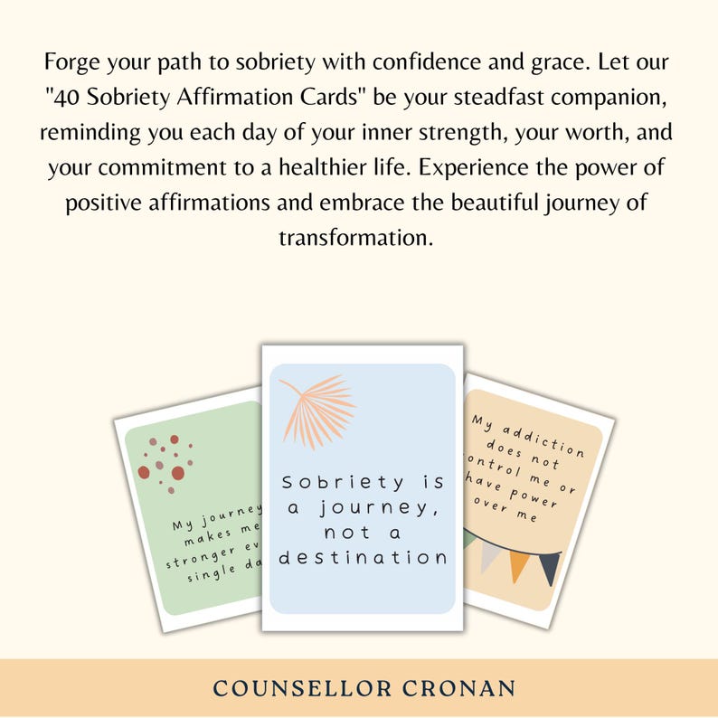 Sobriety Affirmation Cards, Recovery, Addiction Coping Skills ...