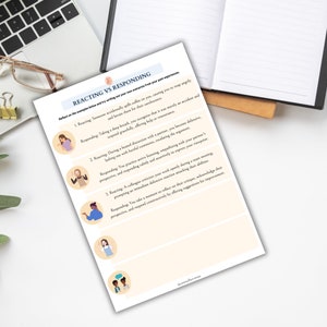 Responding Vs Reacting Worksheets. Therapy Worksheets, Psychoeducation ...