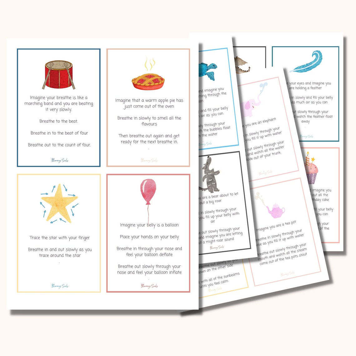Mindfulness Breathing Cards Mindful Cards Calming Corner | Etsy